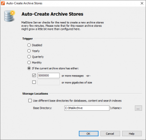 Changing the configuration of archive stores in MailStore email ...